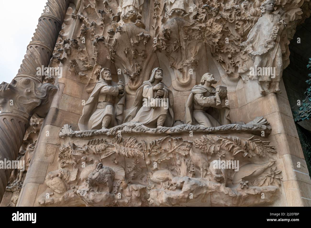 Barcelona, Spain. Cathedral of La Sagrada Familia. It is designed by ...