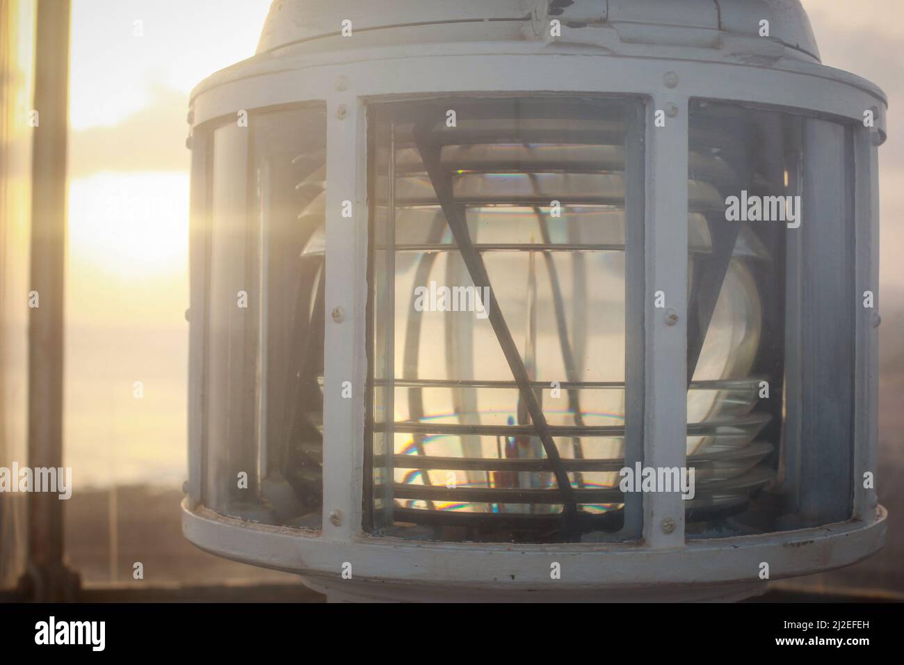 Main light of Lighthouse of Maria Pia looking through the glass lens ...