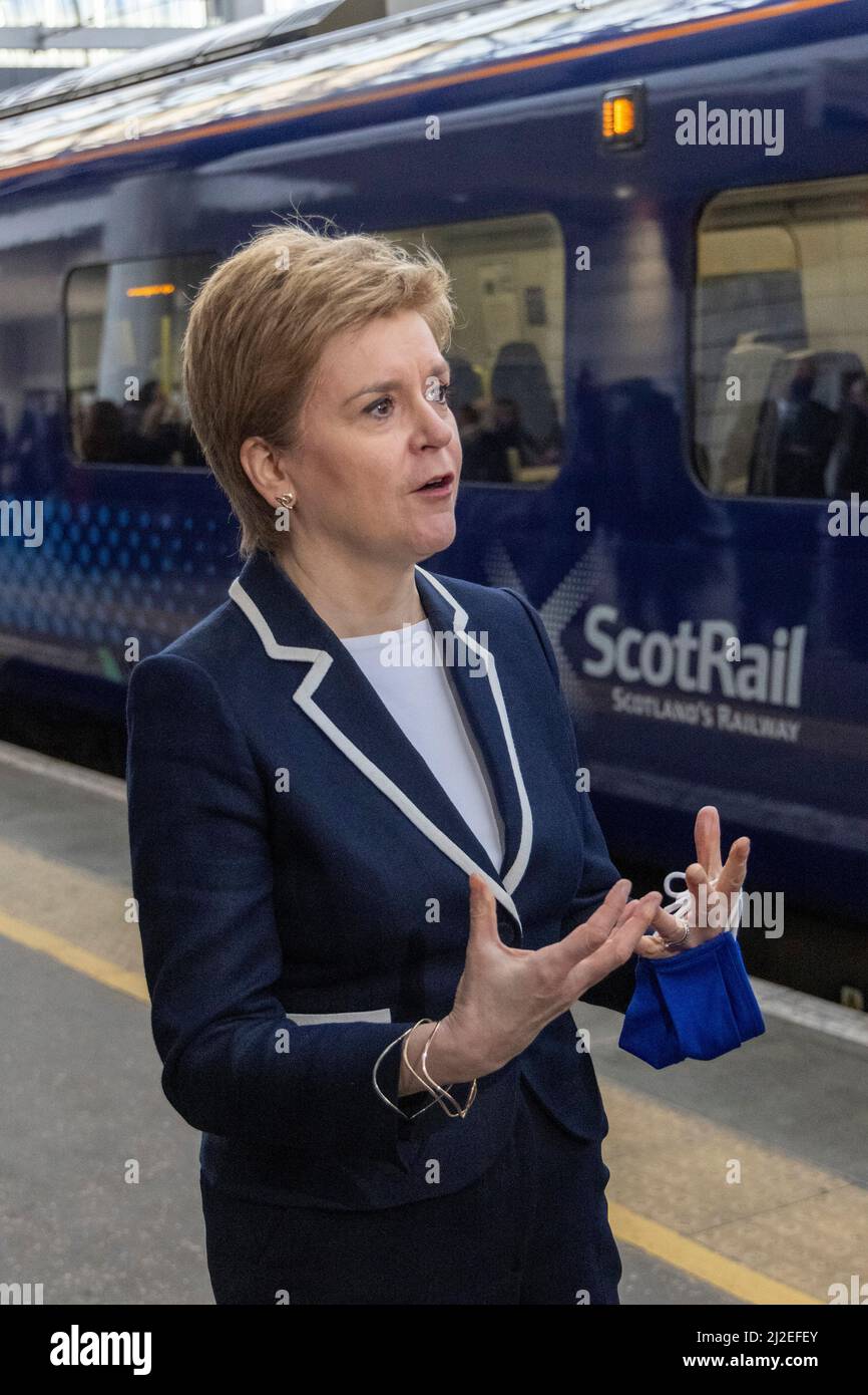 First Minister of Scotland Nicola Sturgeon unveils a specially branded ...