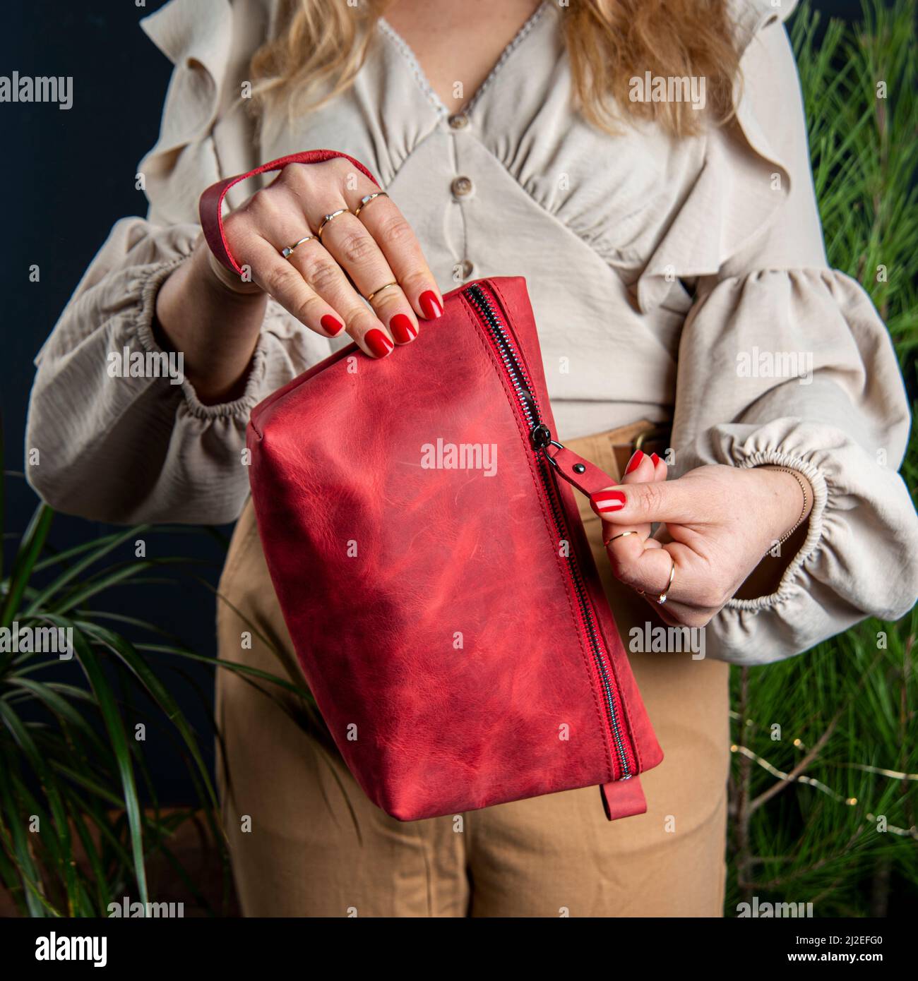 Handmade leather makeup bag hi-res stock photography and images - Alamy