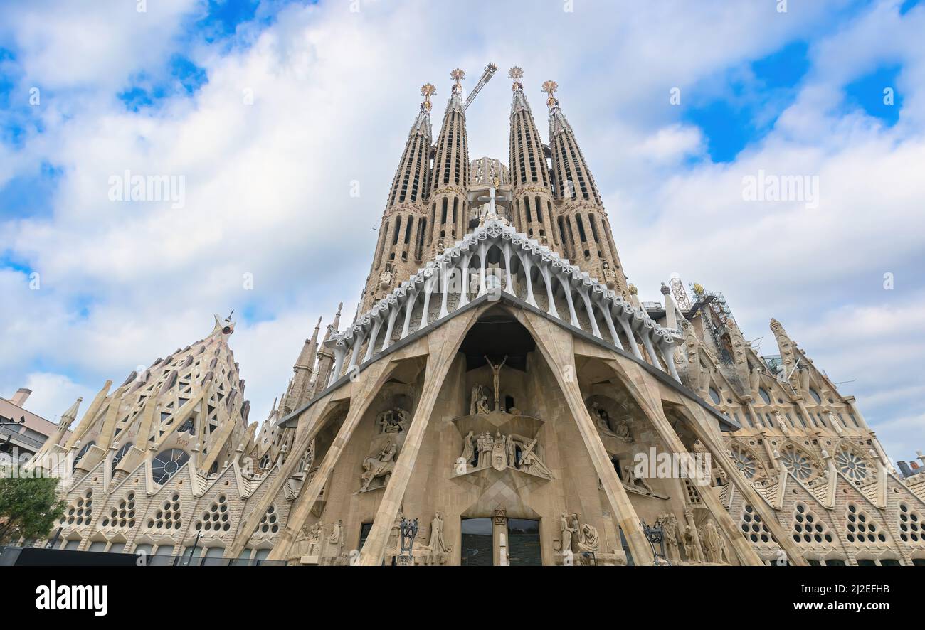 Barcelona, Spain. Cathedral of La Sagrada Familia. It is designed by ...