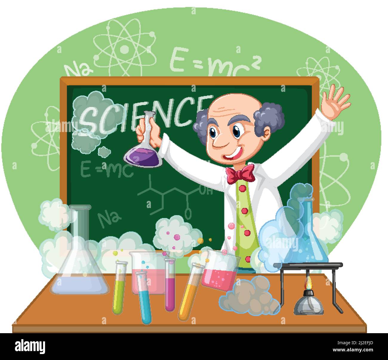 Cartoon illustration funny scientist in Stock Vector Images - Alamy