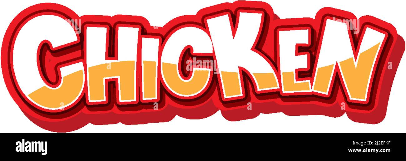Chicken word logo on white background illustration Stock Vector Image ...