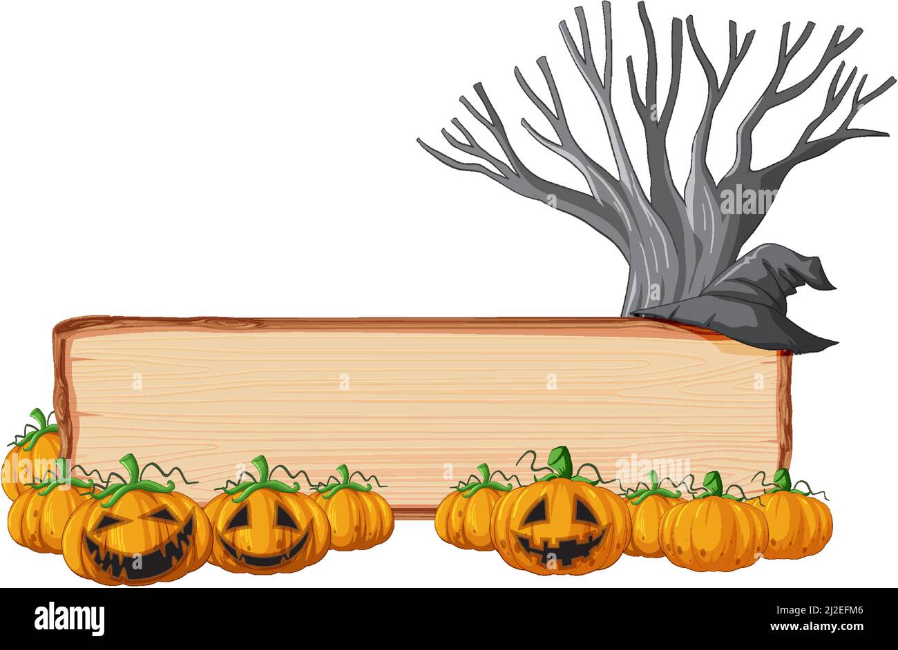 Isolated wooden banner with witch theme illustration Stock Vector Image ...