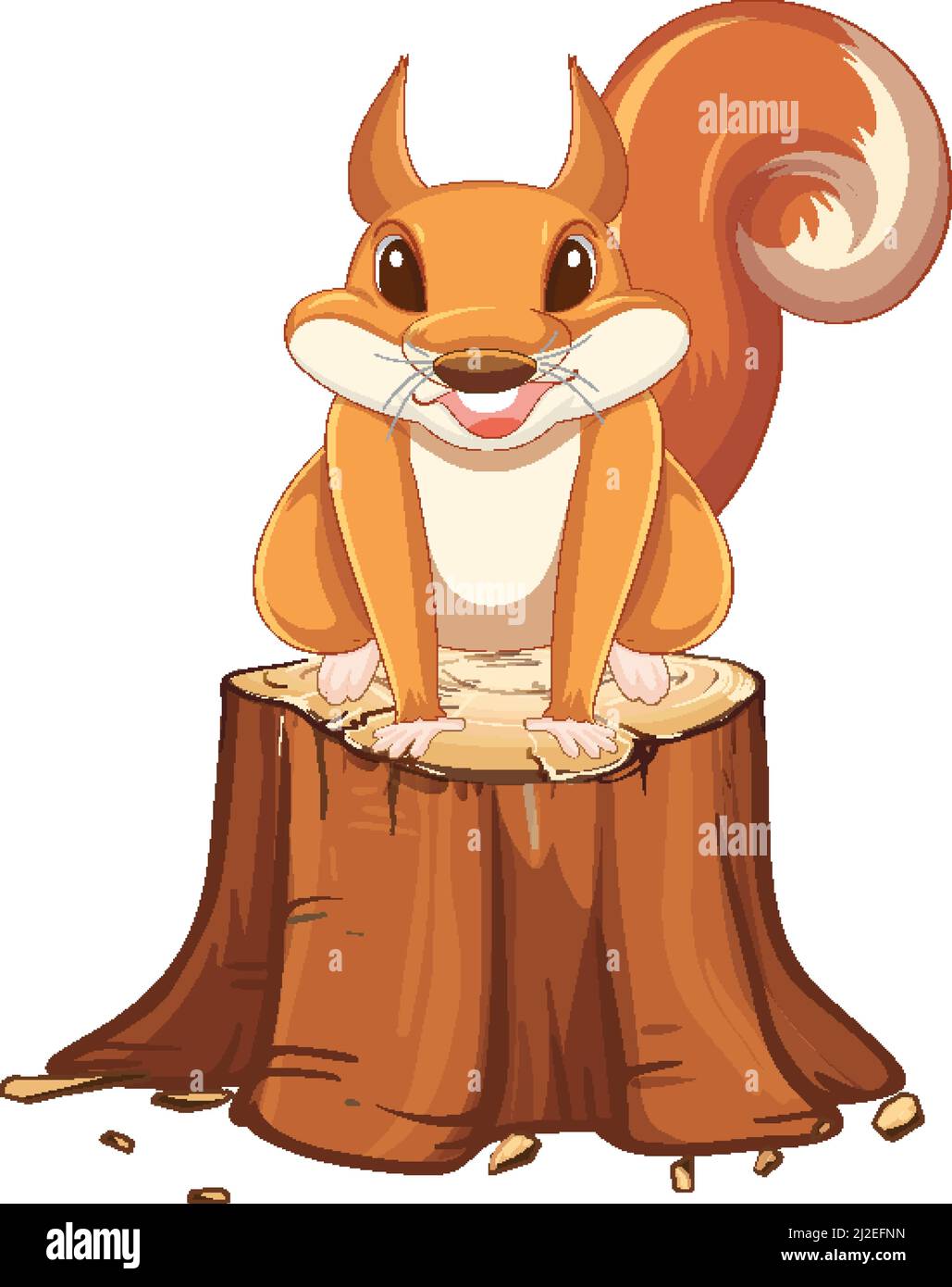 Cute squirrel sitting on log illustration Stock Vector Image & Art - Alamy