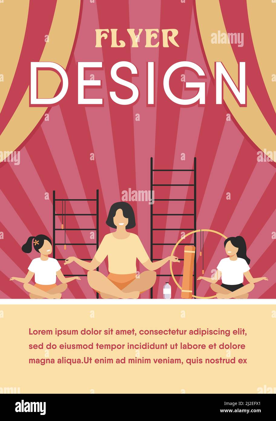 Teacher and kids sitting in yoga pose isolated flat vector illustration ...