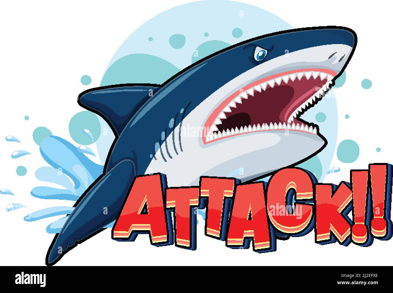 A Marine logo with big blue shark and Attack text illustration Stock ...