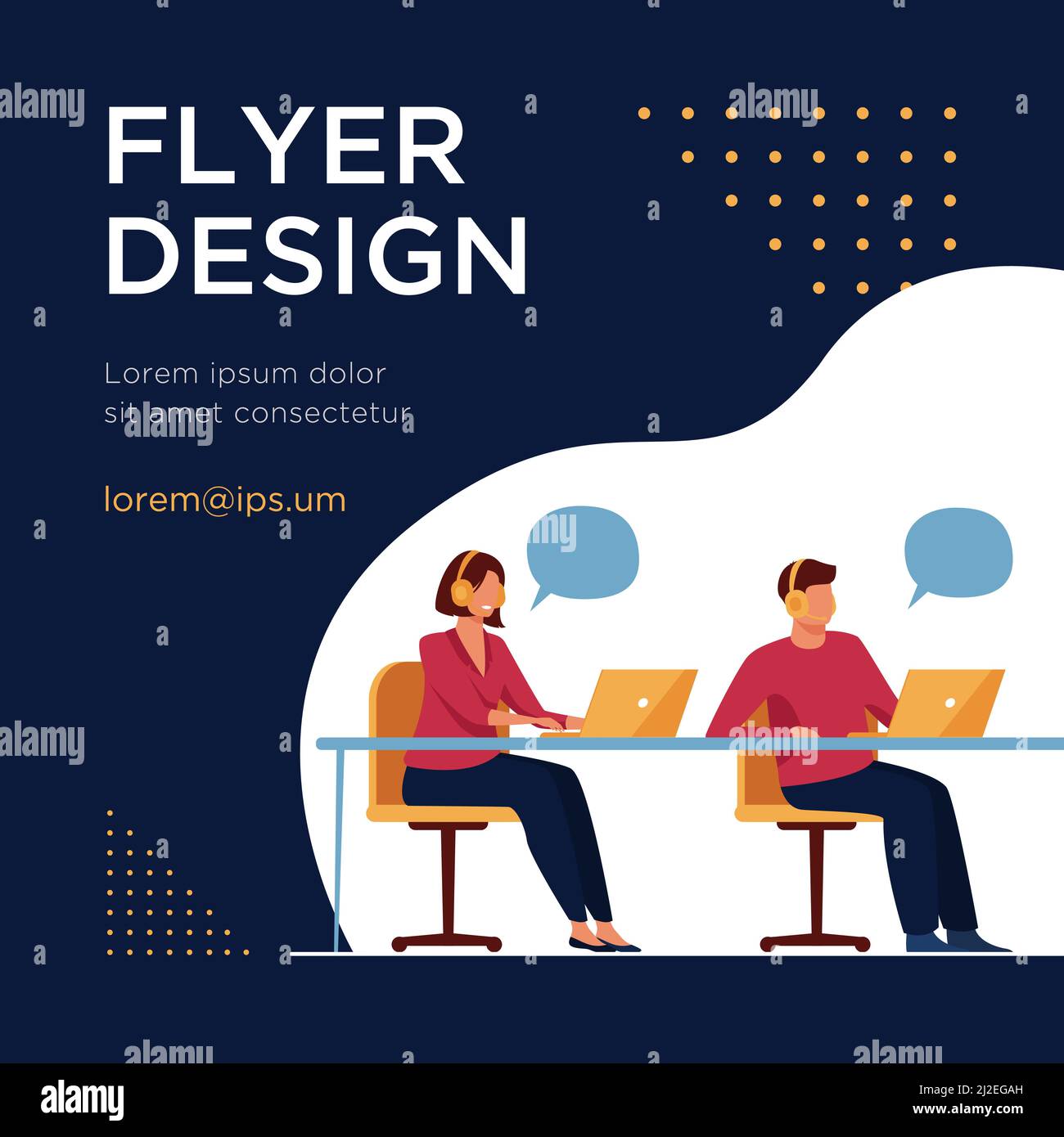 Young operators working in call center isolated flat vector ...