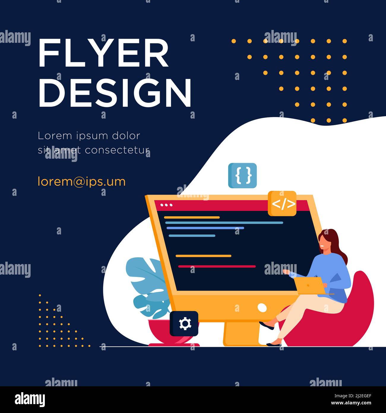 Young tiny girl sitting and coding via laptop. Computer, programmer ...