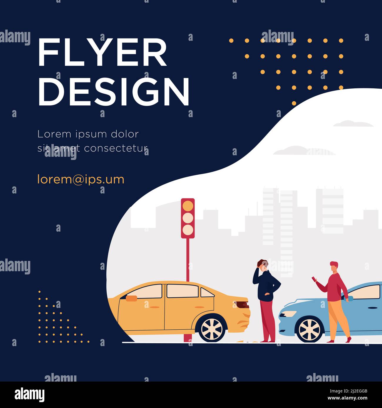 Two men having car accident isolated flat vector illustration. Cartoon ...