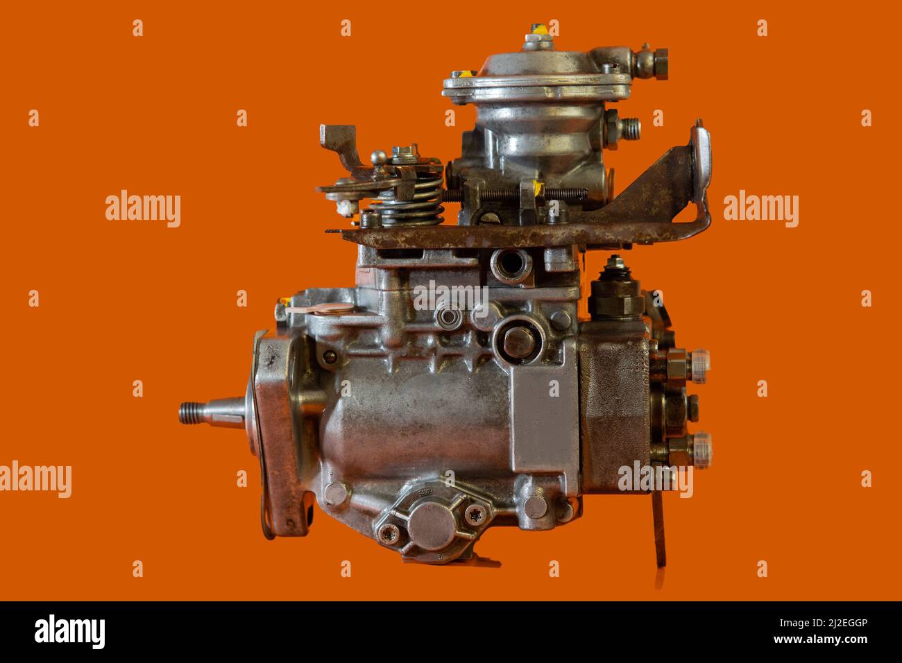 Reconditioned diesel car high pressure pump on a white background ...