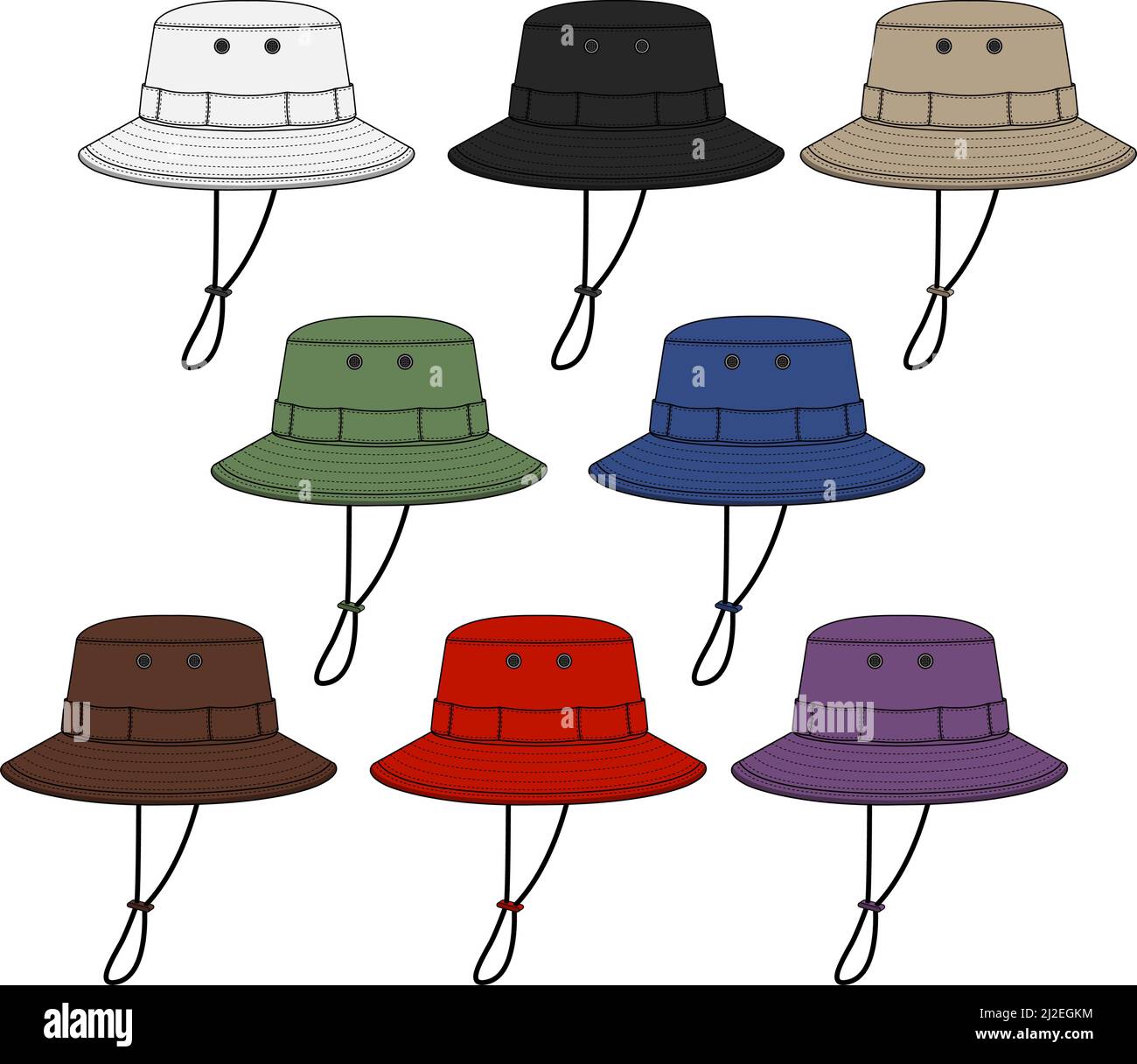 Boonie hat ( adventure hat ) template vector illustration set Stock ...