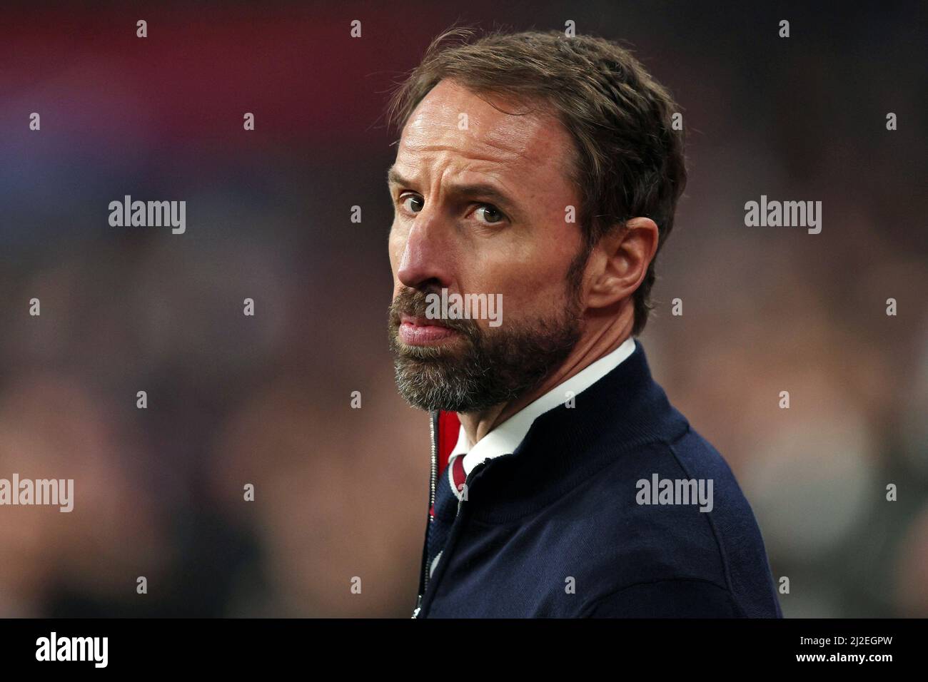 England football team Manager Gareth Southgate looks on from the ...