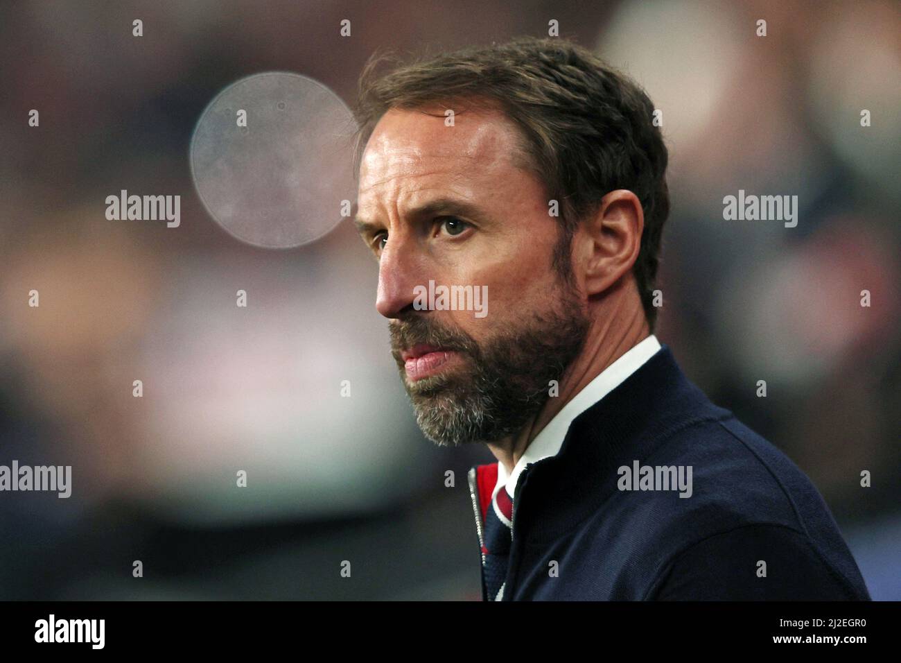 England football team Manager Gareth Southgate looks on from the ...