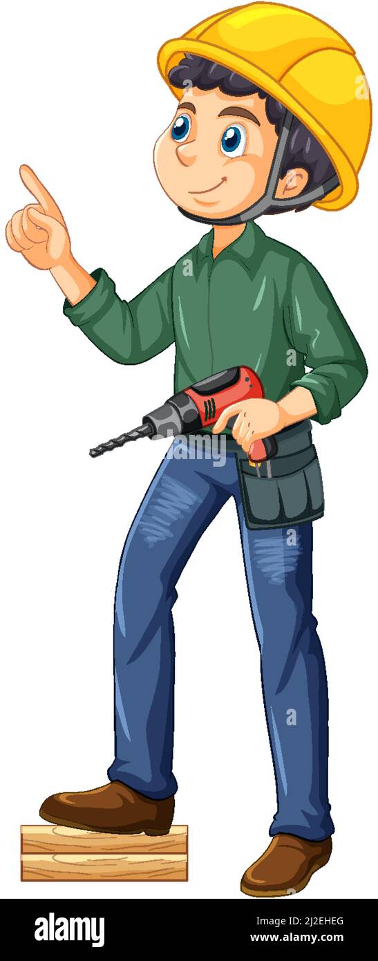 Construction worker cartoon character illustration Stock Vector Image ...