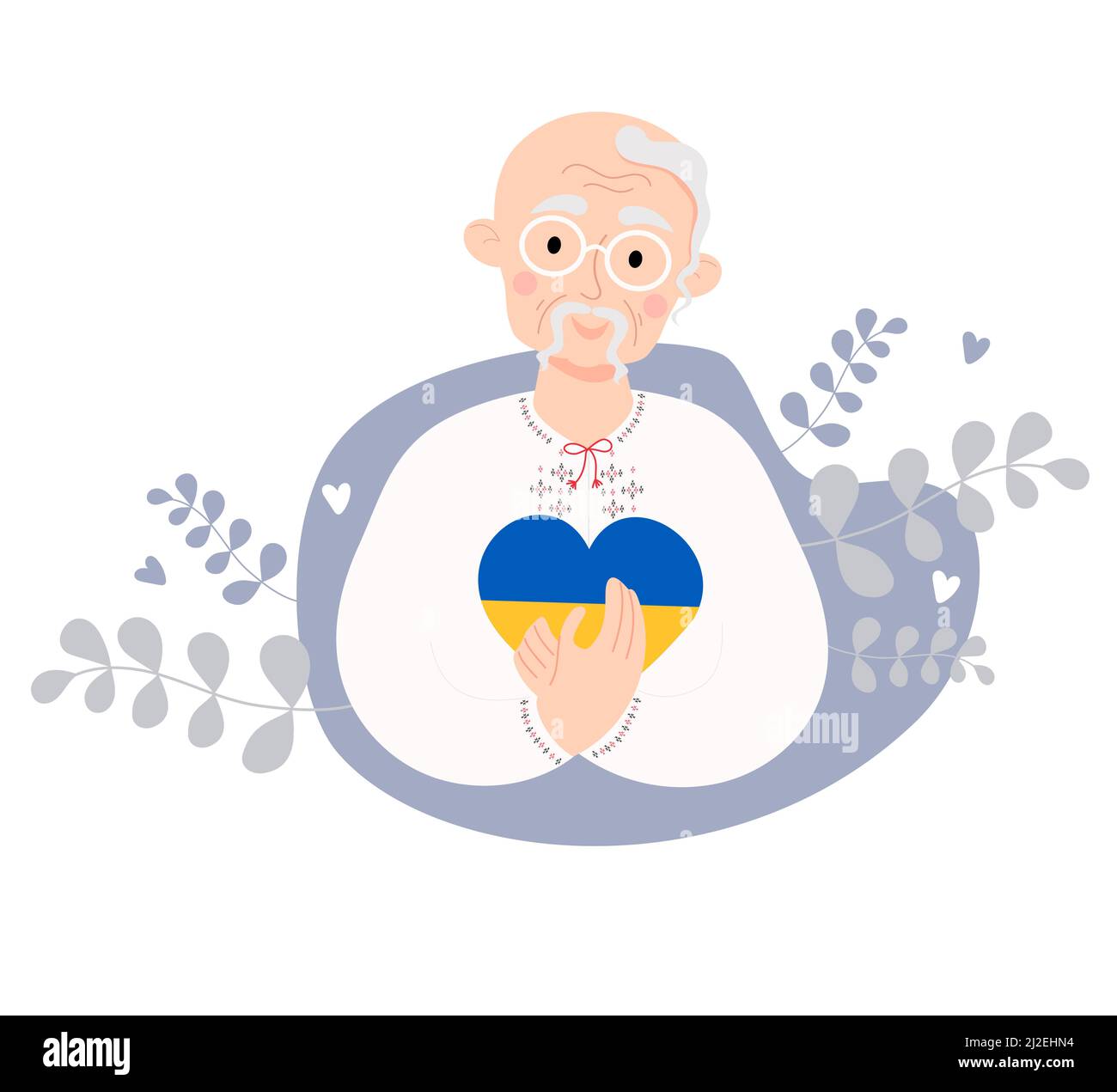 Cute Elderly Ukrainian Cossack man in glasses with mustache and ...