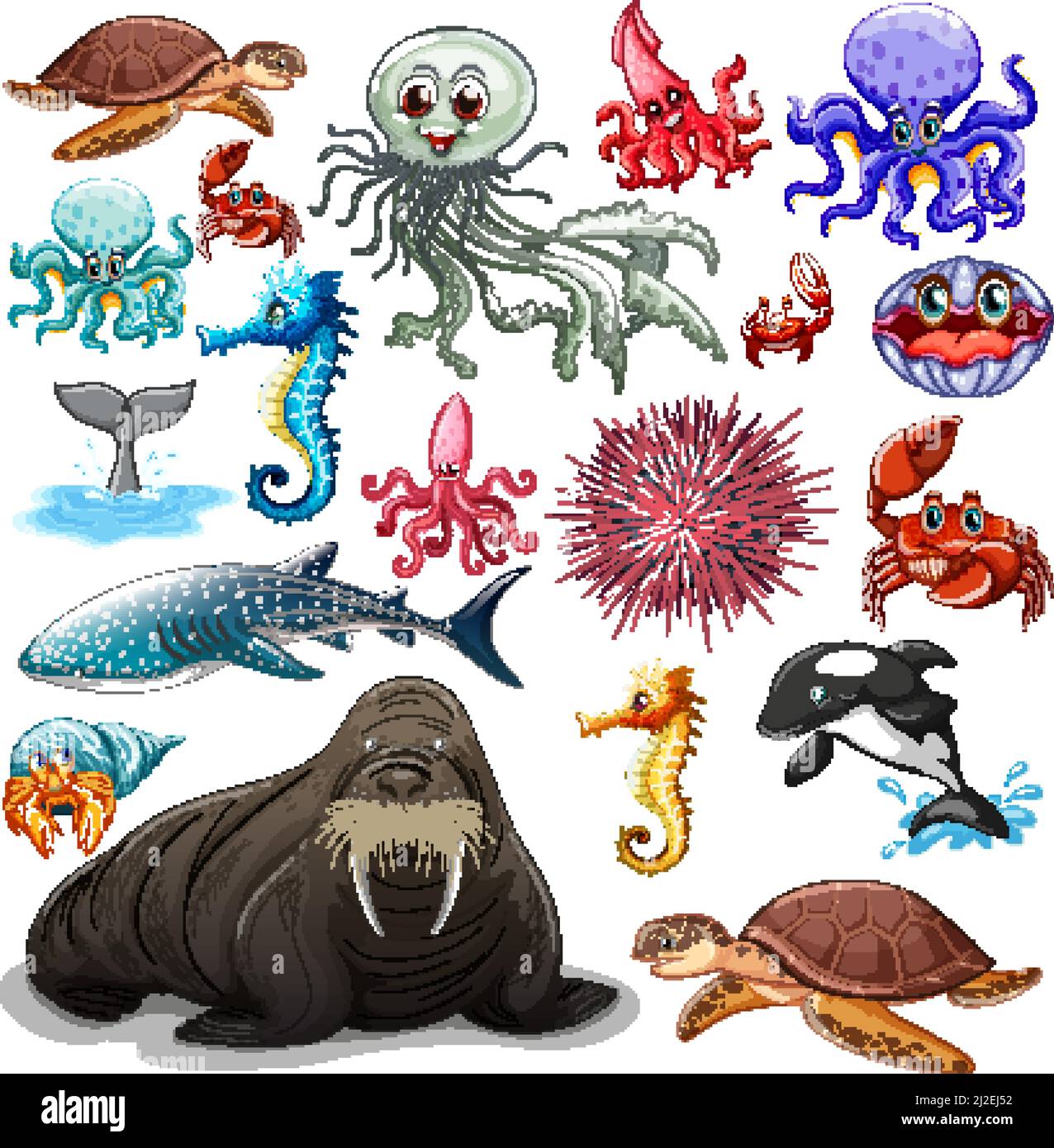 Different types of sea animals illustration Stock Vector Image & Art ...