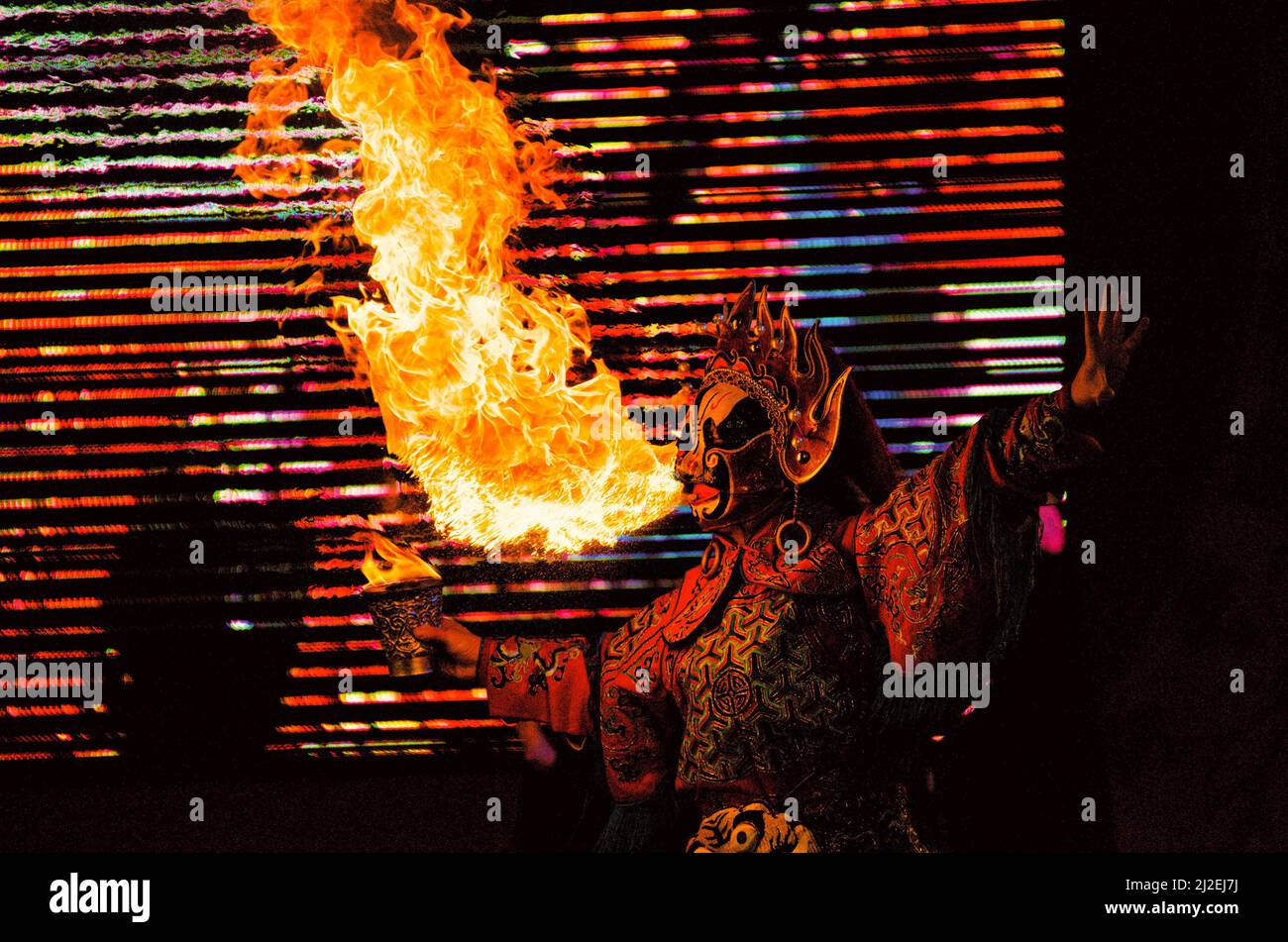 Traditional Chinese fire breathing dance, Chinese New Year, Year of the ...