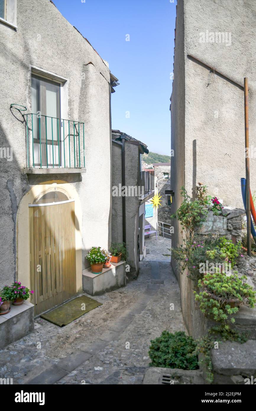 A narrow street in Acri, a village in Calabria, Italy Stock Photo - Alamy