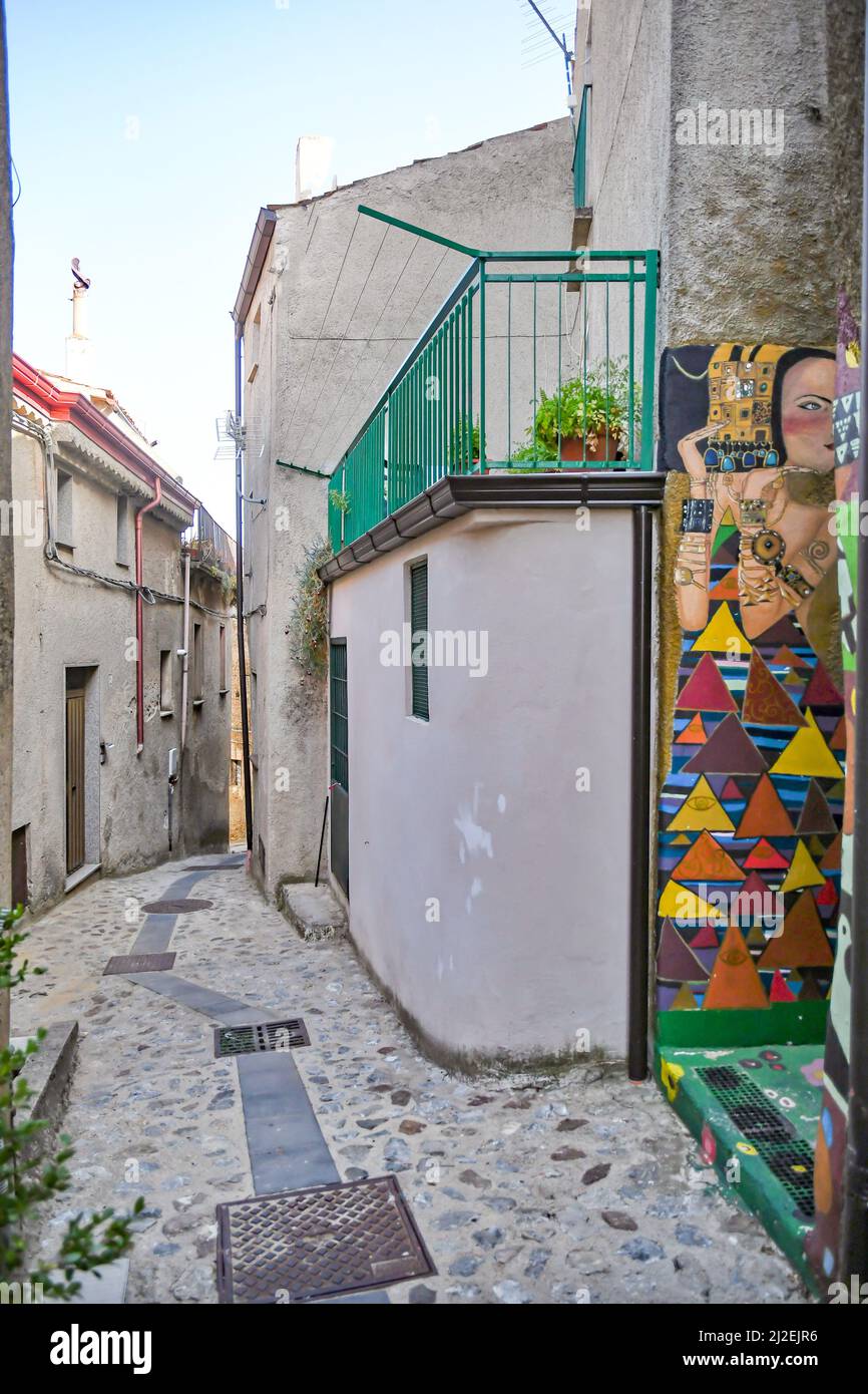 A narrow street in Acri, a village in Calabria, Italy Stock Photo - Alamy