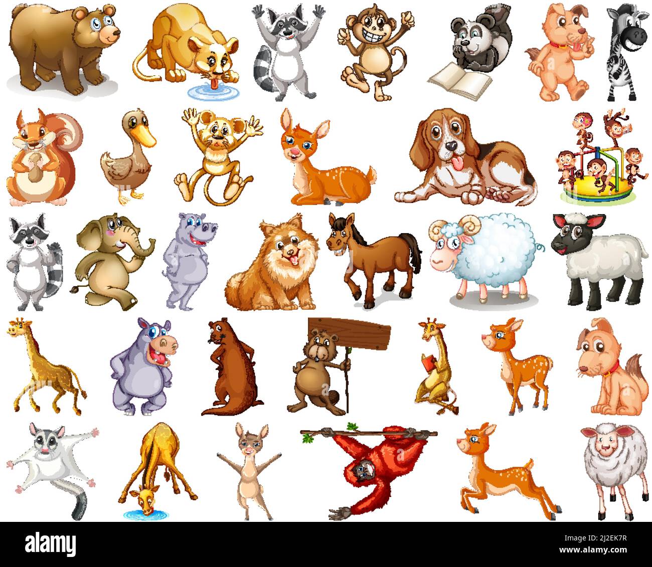 Set of animal cartoon character illustration Stock Vector Image & Art ...