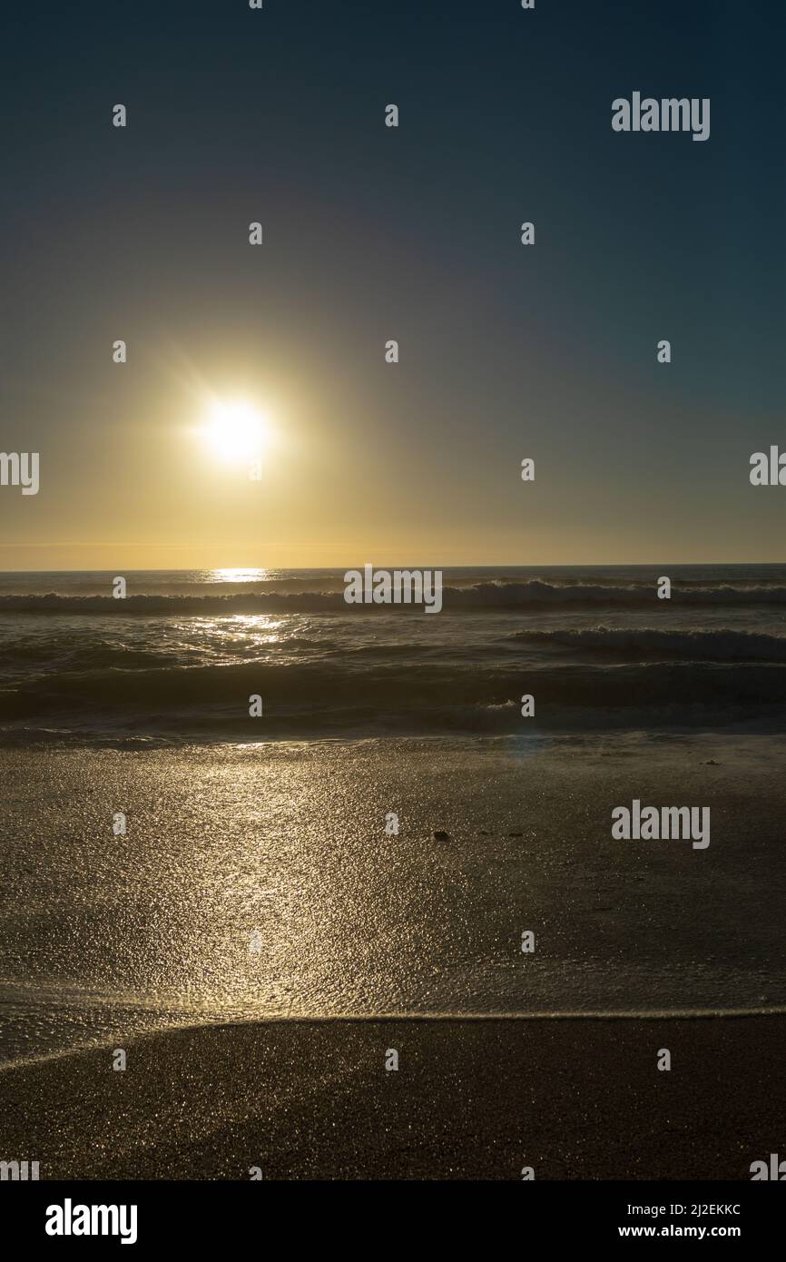 Beautiful scenic view of sea with sunsetting over horizon and copy ...