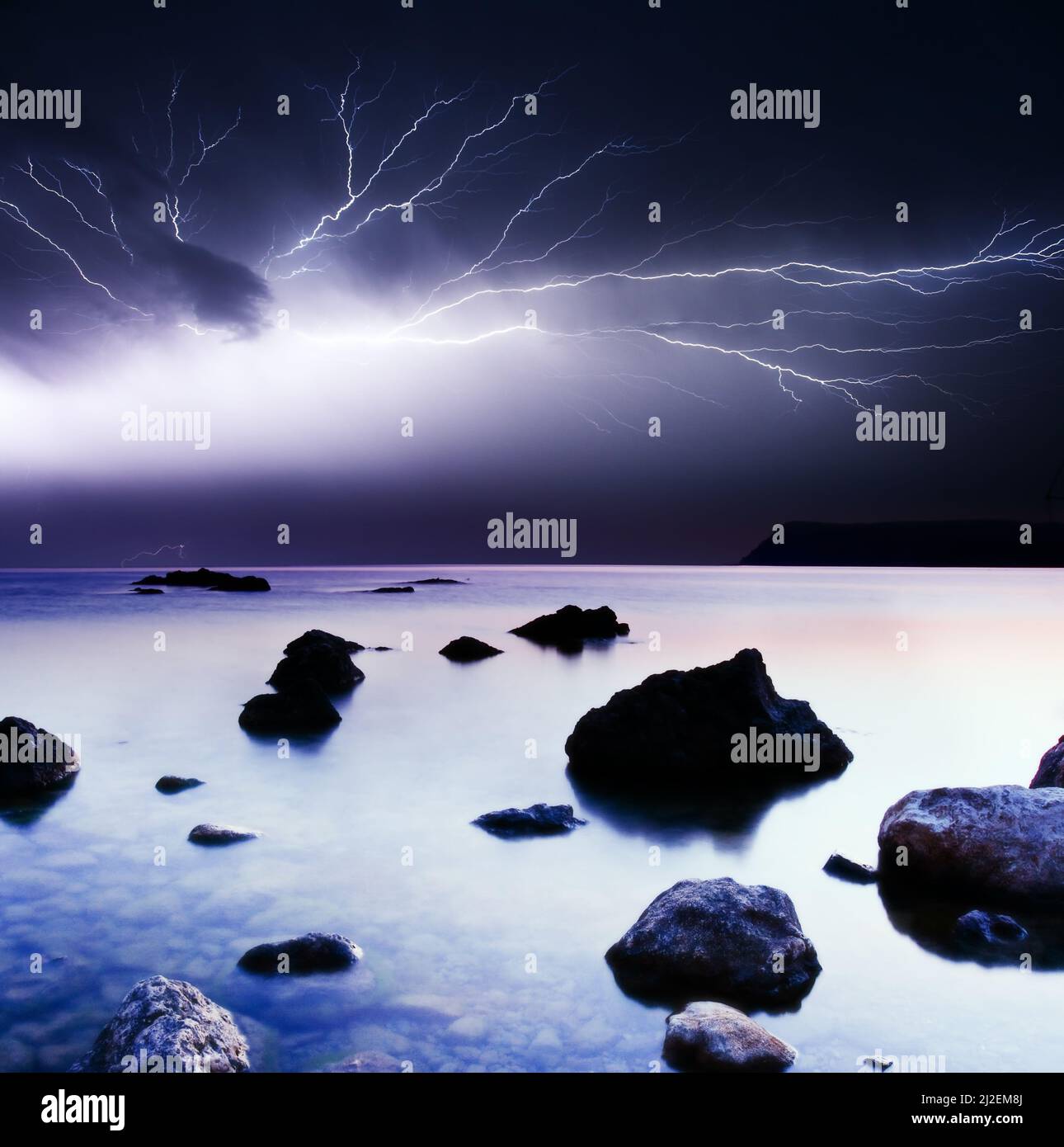 summer storm beginning with lightning Stock Photo - Alamy