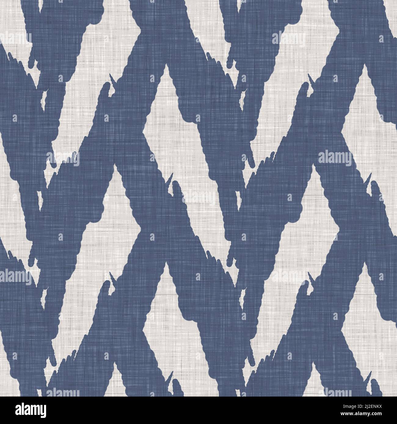 French blue geometric linen seamless pattern. Tonal farmhouse cottage ...