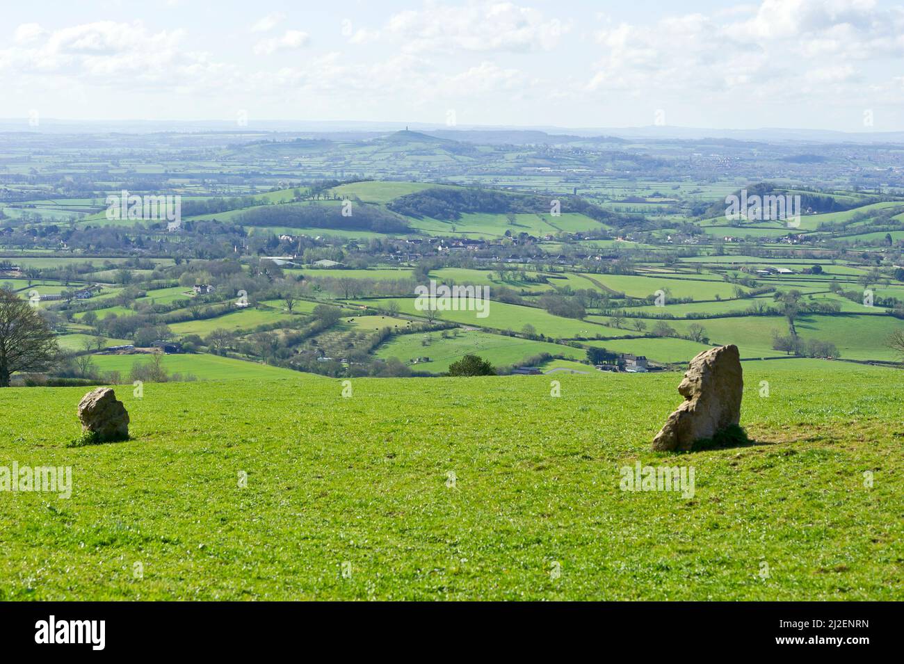 View from the area of Deerleap Car Park, Mendip Hills, Somerset ...