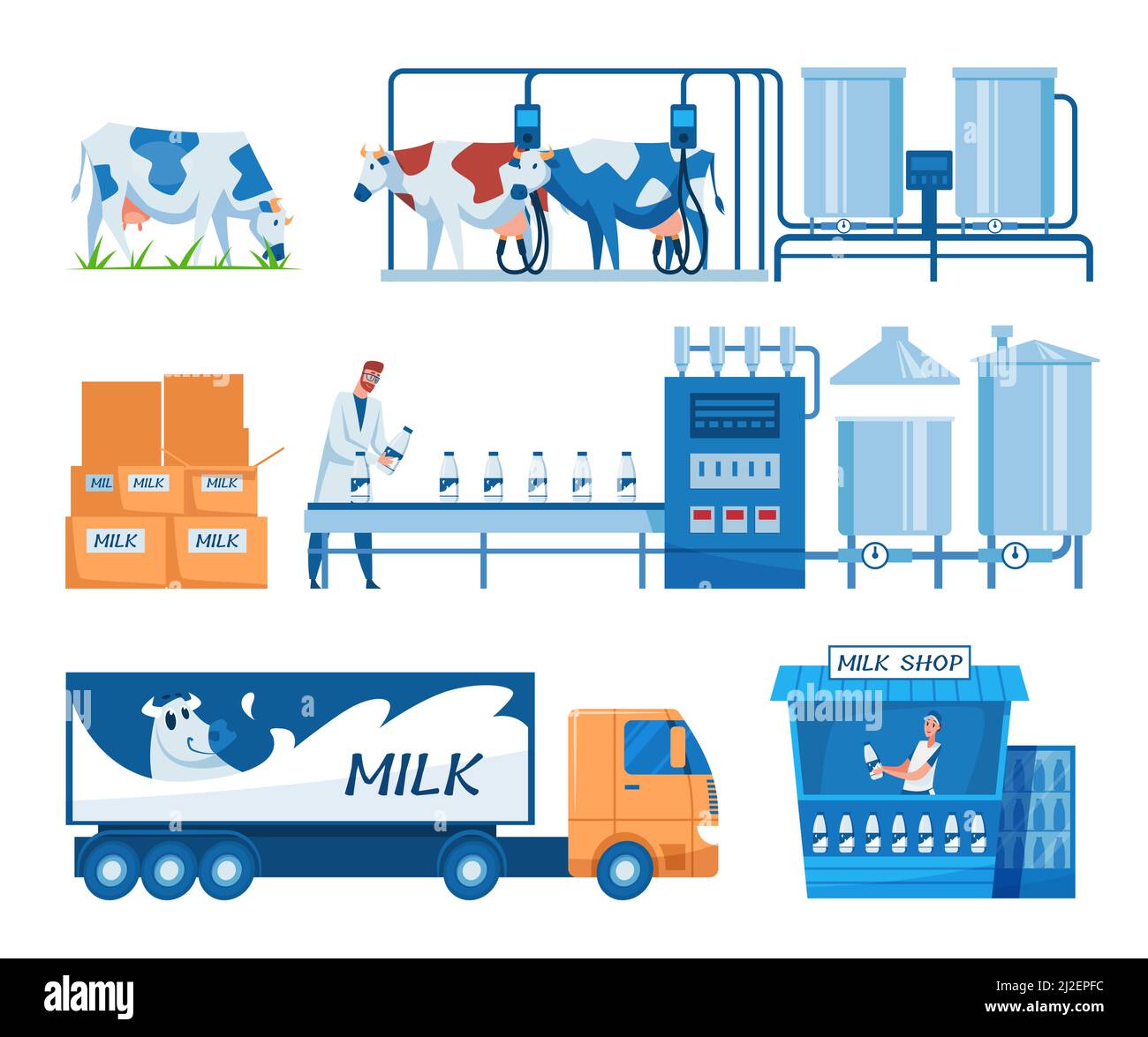 Cows dairy farm automatic milking Cut Out Stock Images & Pictures - Alamy