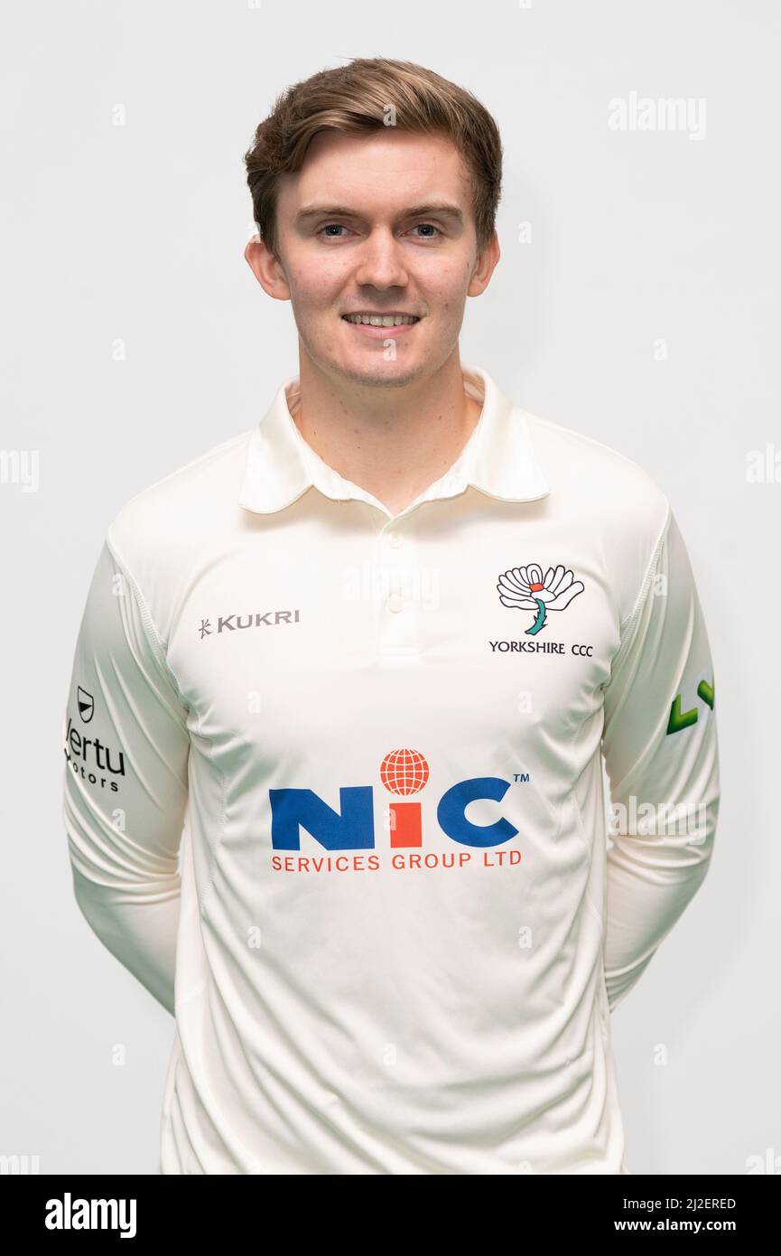 Yorkshire County Cricket Club's Jack Shutt during a photocall at the ...