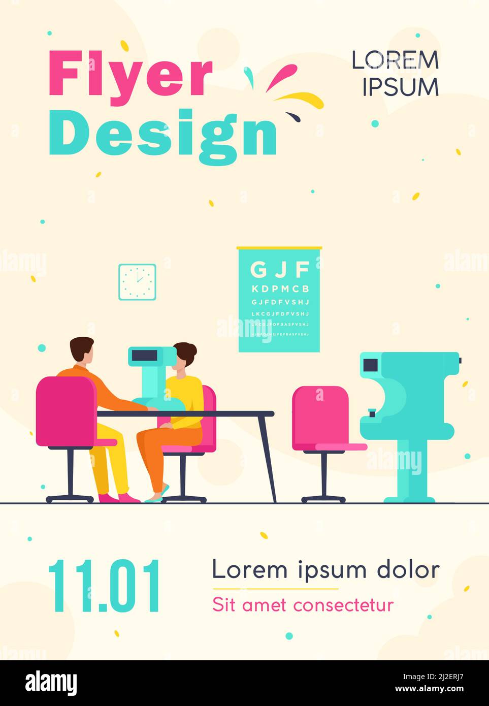 Professional ophthalmologist examining patient eyes isolated flat ...