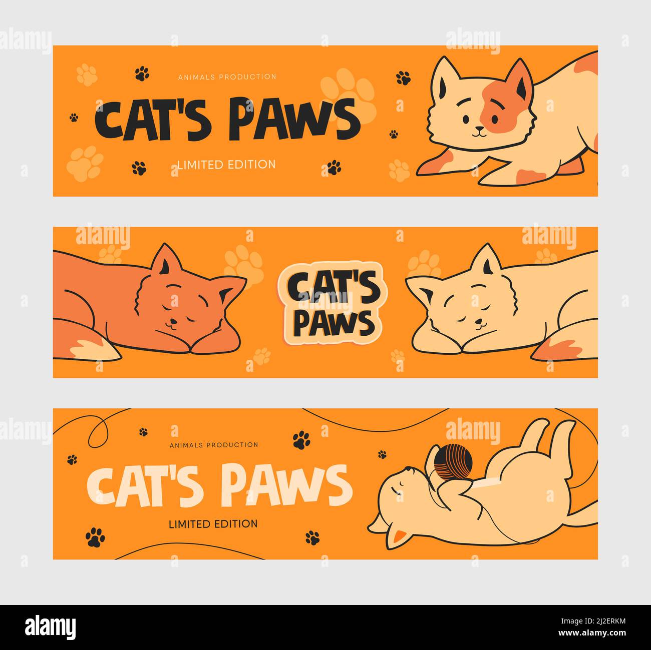 Promotional banner designs with funny cats. Orange banners on orange ...