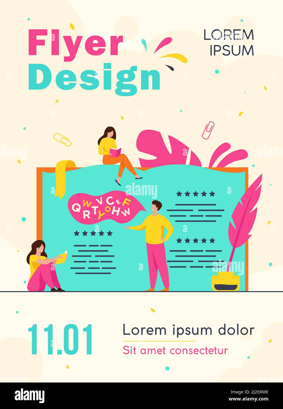 Tiny people reading and writing poetry or poem isolated flat vector ...