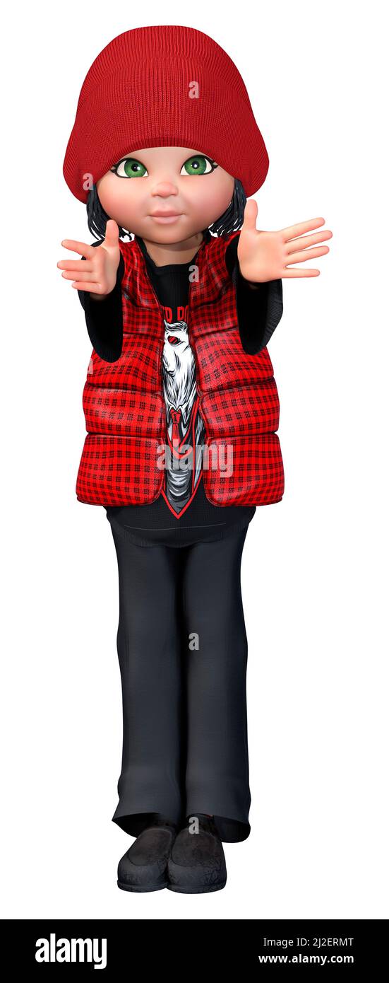 3D rendering of a toddler girl playing isolated on white background ...