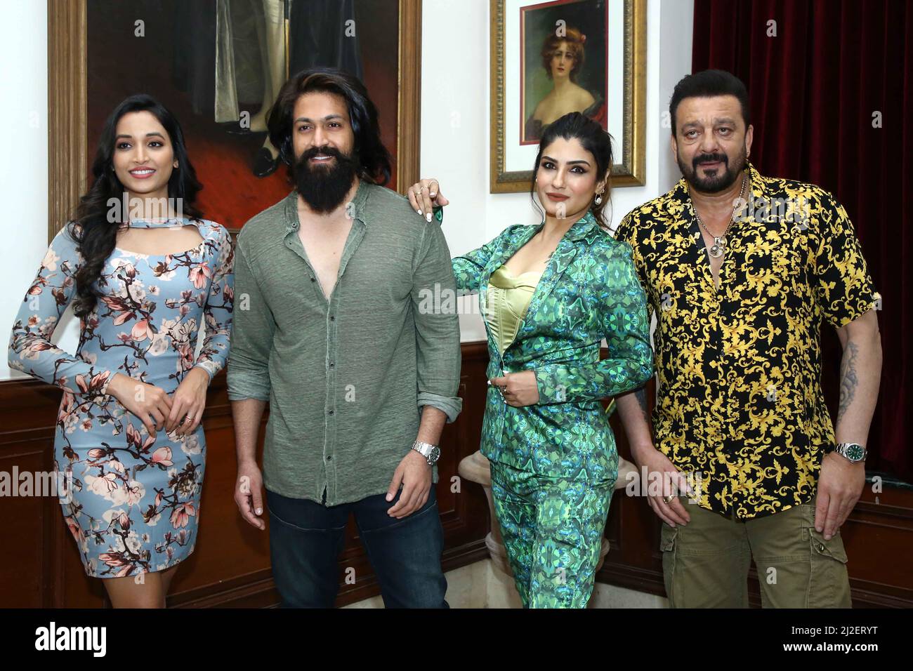 March 31, 2022, New Delhi, India: Bollywood Actor Yash, Sanjay Dutt, Raveena Tandon, Srinidhi ...