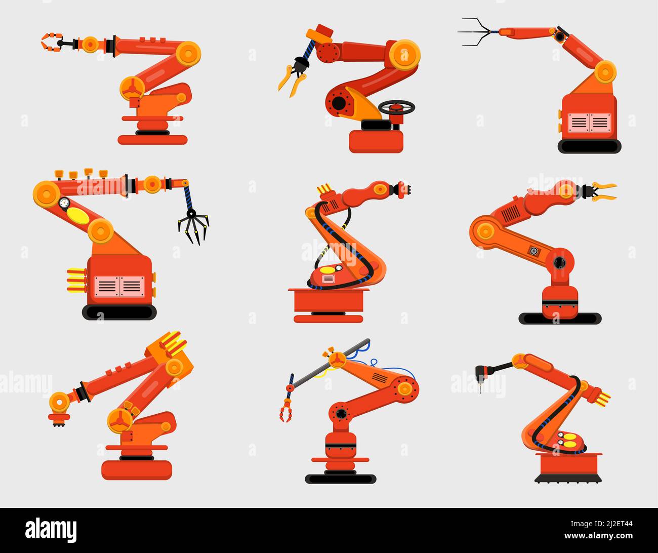 Robotic arms set. Various mechanical claws, manufacturing robots ... Robotic arms set. Various mechanical claws, manufacturing robots ...