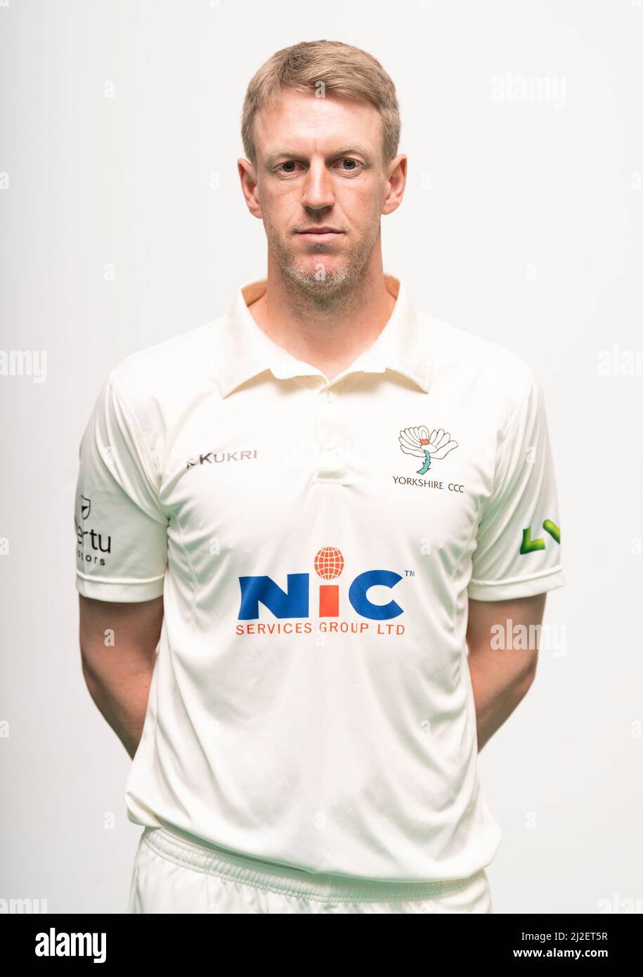 Yorkshire County Cricket Club's Steven Patterson during a photocall at the Headingley Cricket ...
