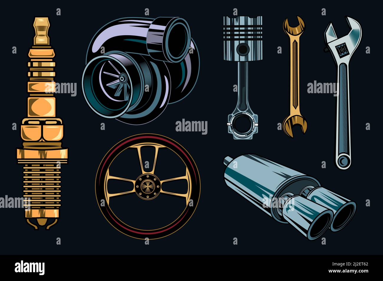 Vintage car parts shop Stock Vector Images - Alamy