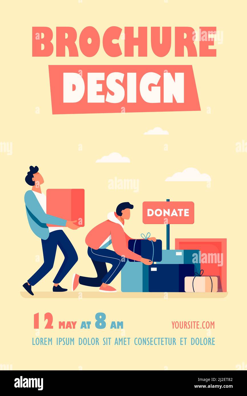 Volunteers donating stuff in boxes for poor people. Service, homeless ...