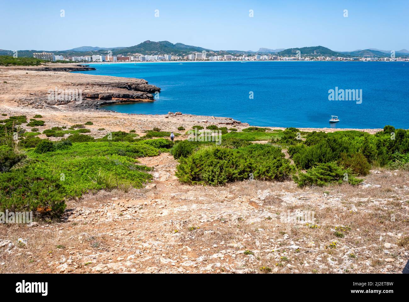 An aerial view of the town of Cala Millor, Majorca Spain Stock Photo ...