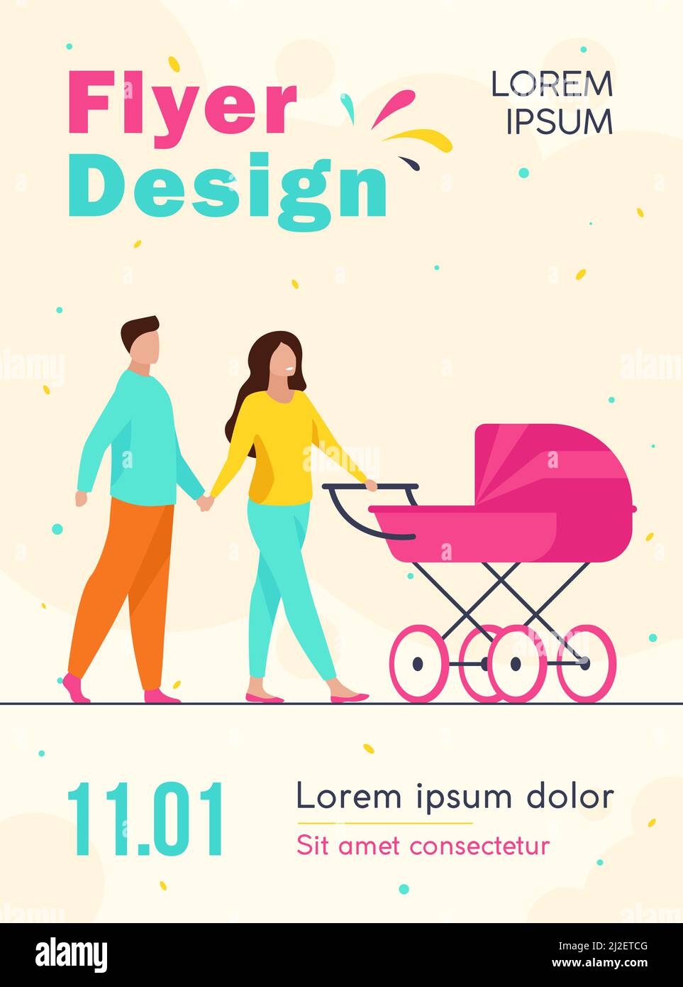 Woman couple pram walking Stock Vector Images - Alamy