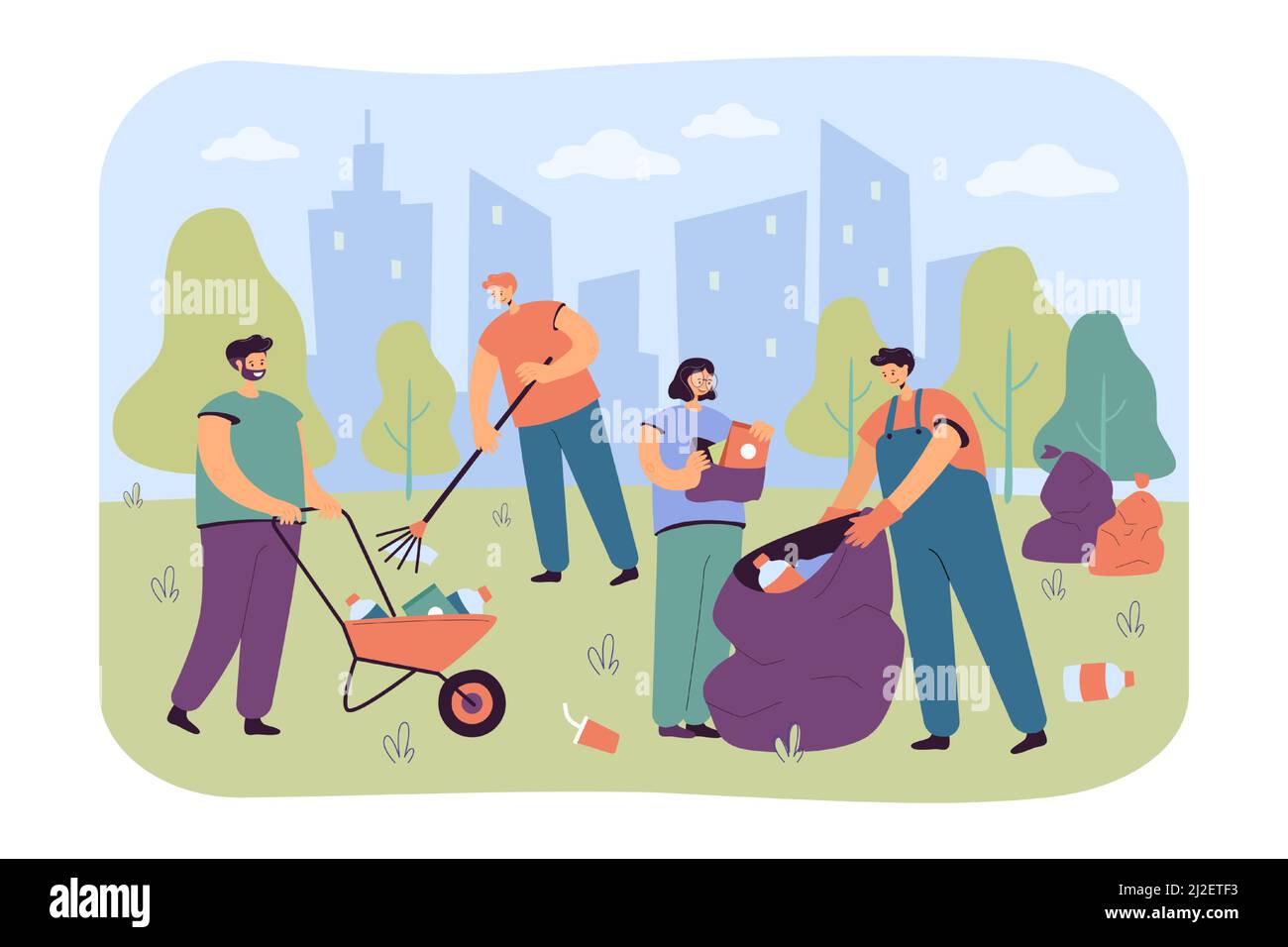 People Cleaning The Streets Cartoon