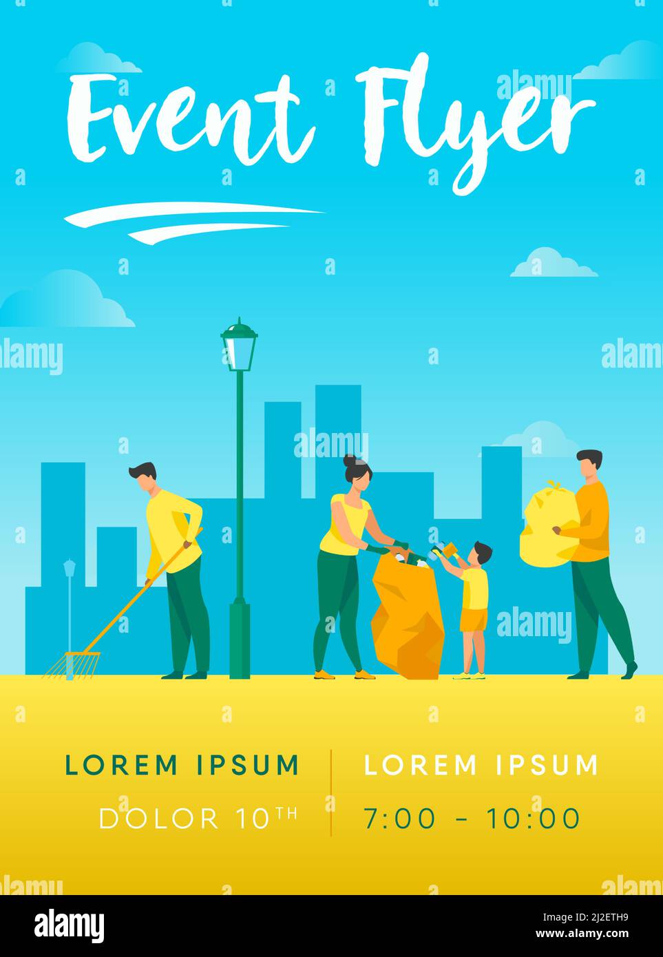 Volunteers community cleaning garbage flat vector illustration. People ...