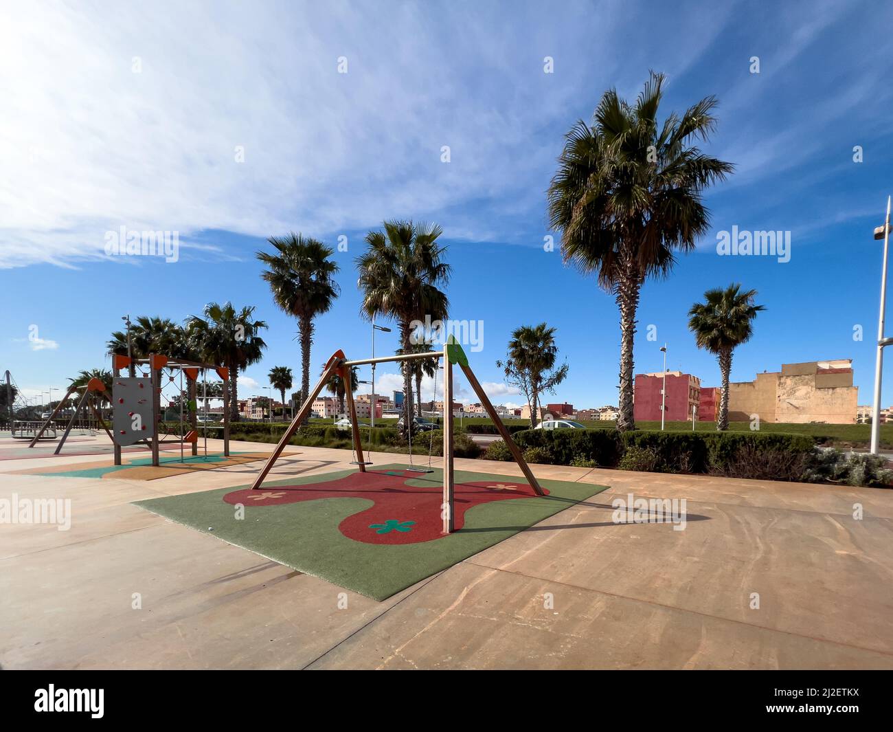 Empty kids playground in the morning Stock Photo - Alamy