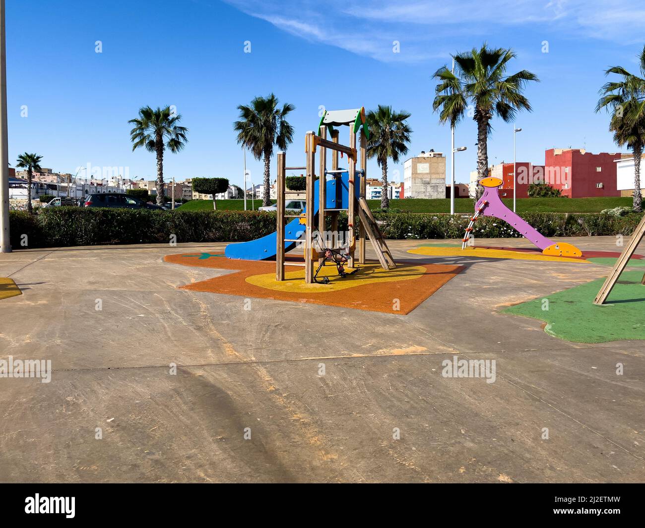 Empty kids playground in the morning Stock Photo - Alamy