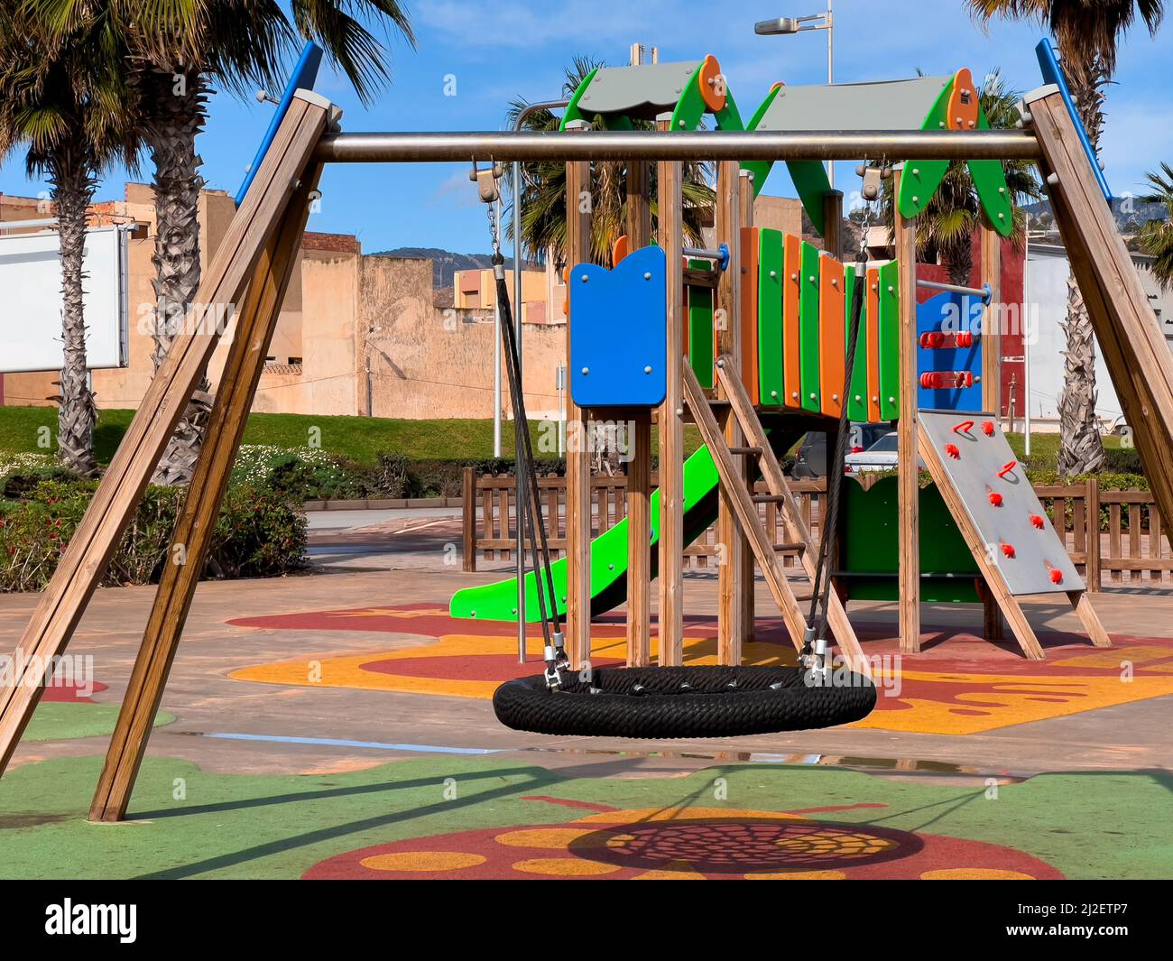 Empty kids playground in the morning Stock Photo - Alamy