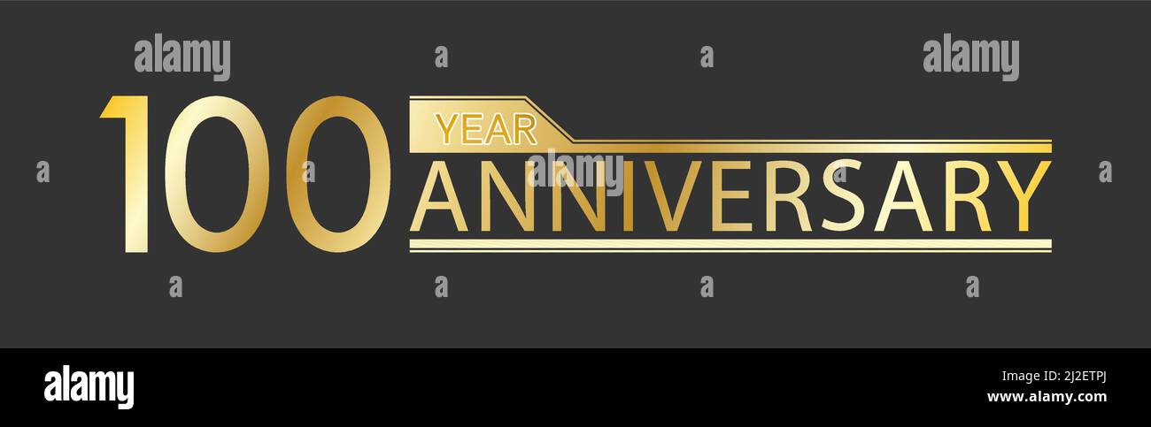 Golden congratulatory inscription 100th anniversary with reflection ...