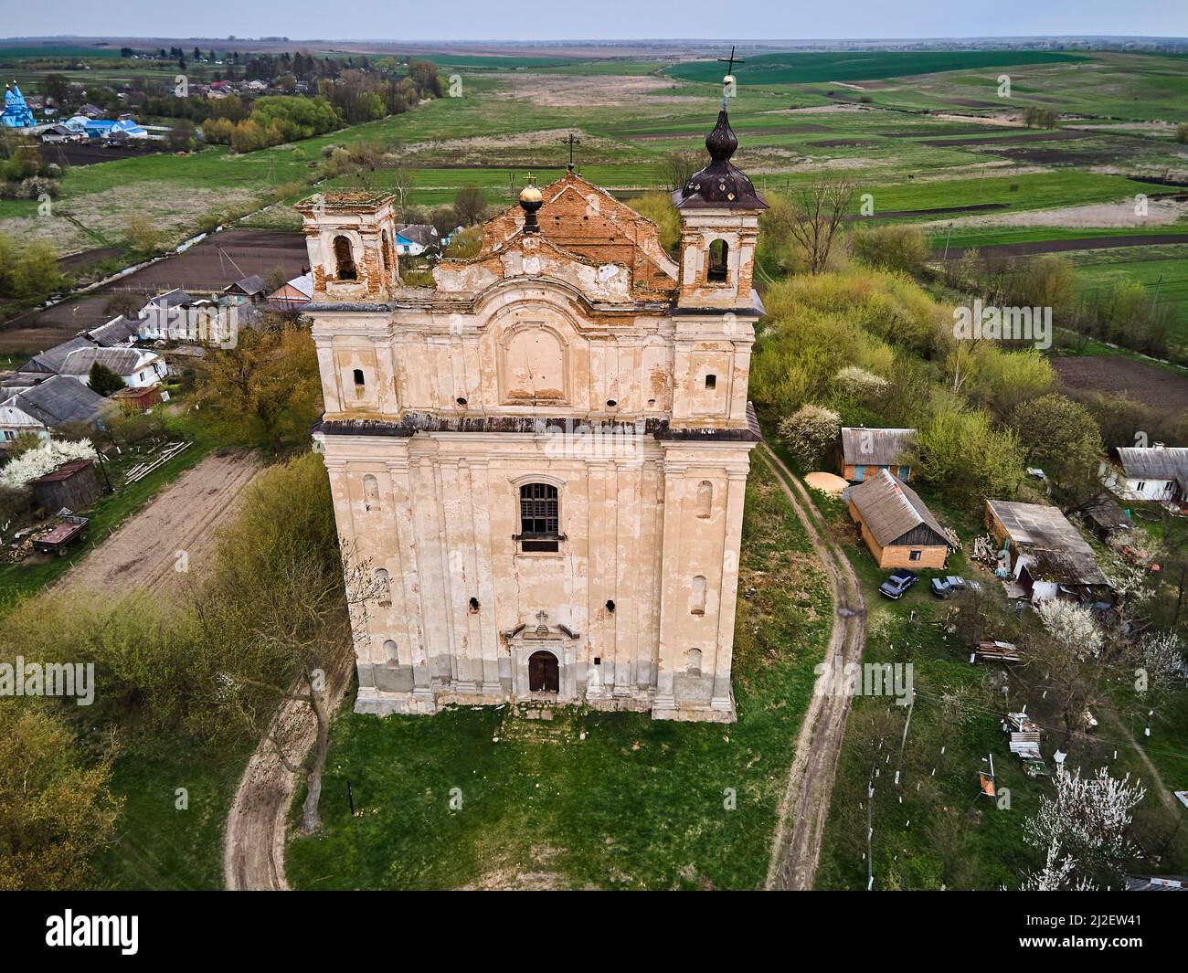Aerial view of the church ruins church of St. Anthony Ukraine ...