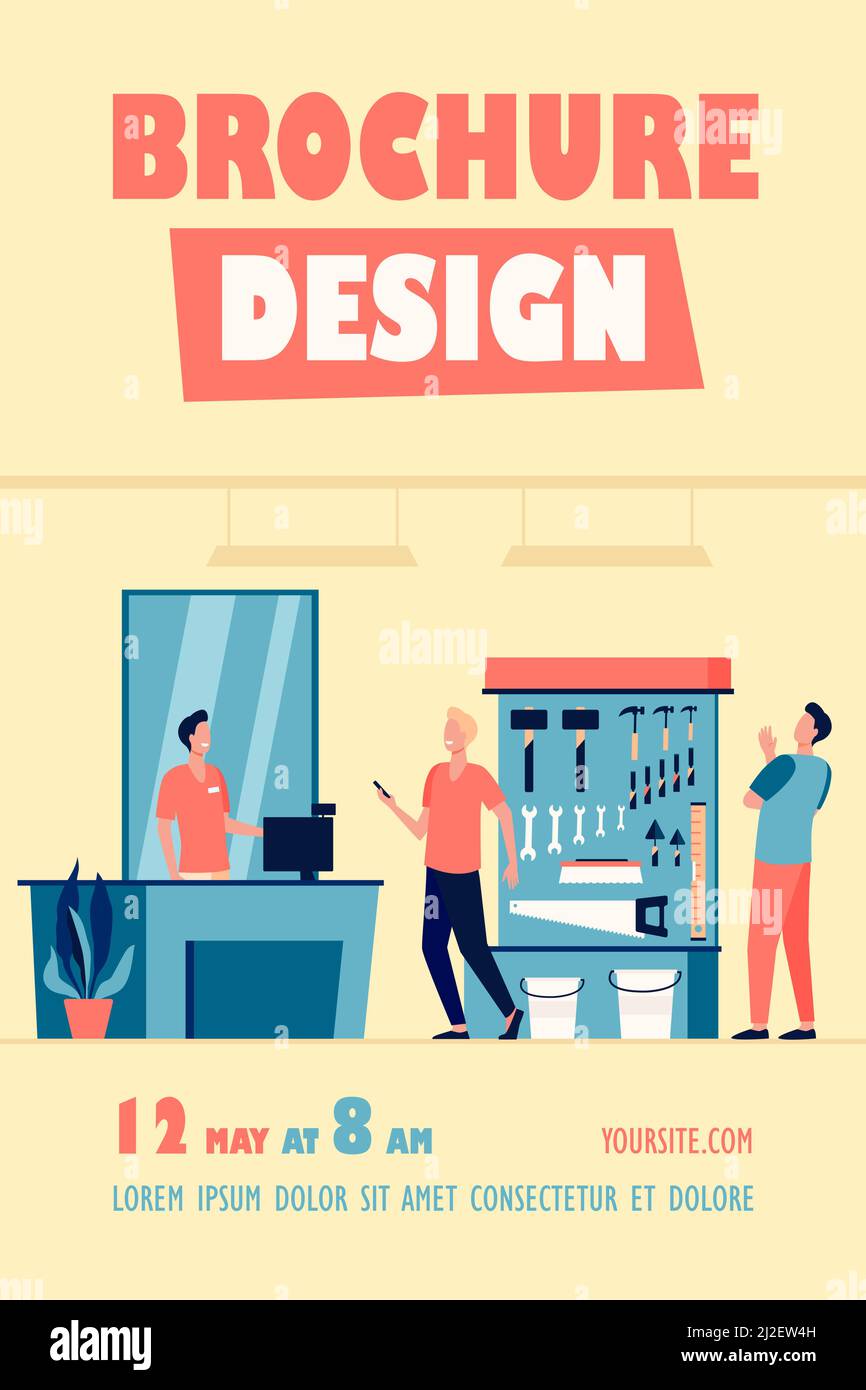 Happy men choosing and buying hardware isolated flat vector ...